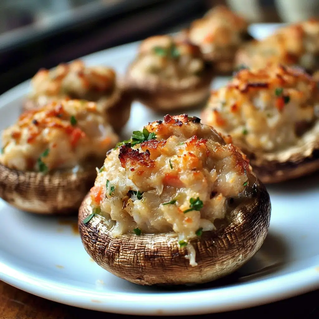 Creamy Crab Stuffed Mushrooms Recipe - Love And Nibbles
