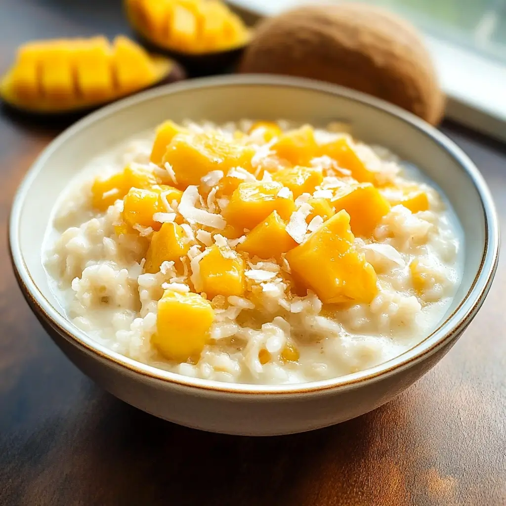 Coconut Mango Rice Pudding Recipe - Love And Nibbles