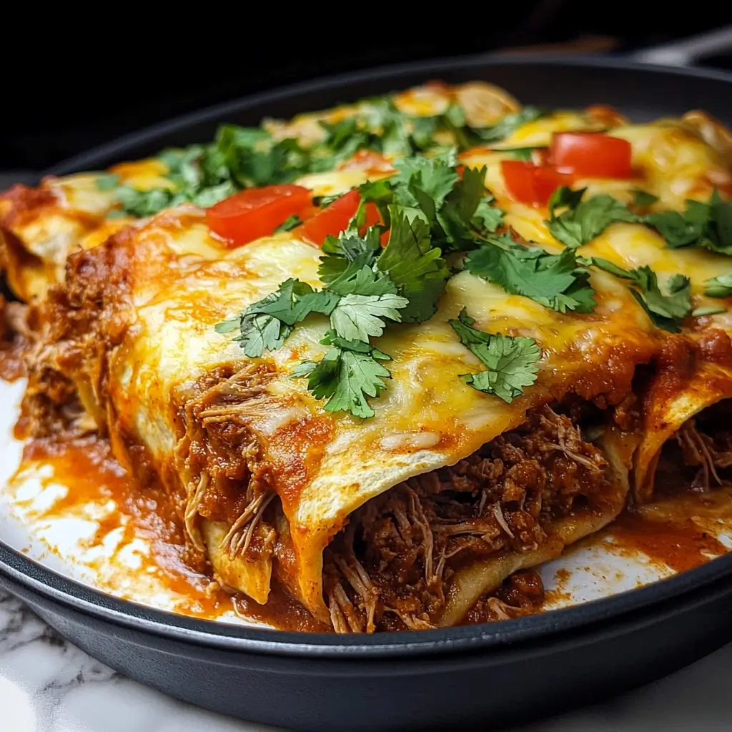 Tex-Mex Shredded Beef Enchiladas Recipe - Love And Nibbles