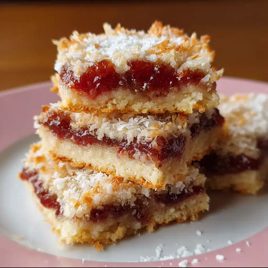 Coconut Jam Slice Recipe - Love And Nibbles