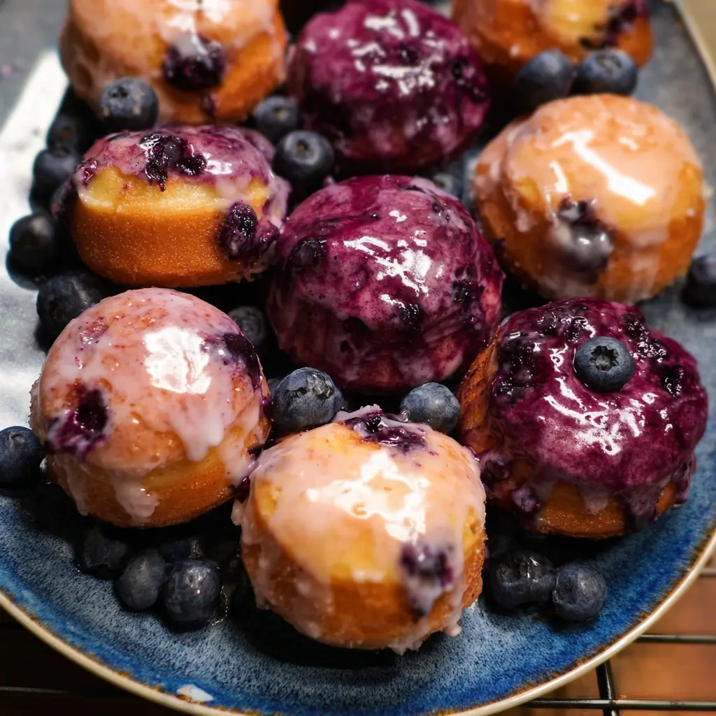 Mini Blueberry Cake Donuts Recipe - Love And Nibbles