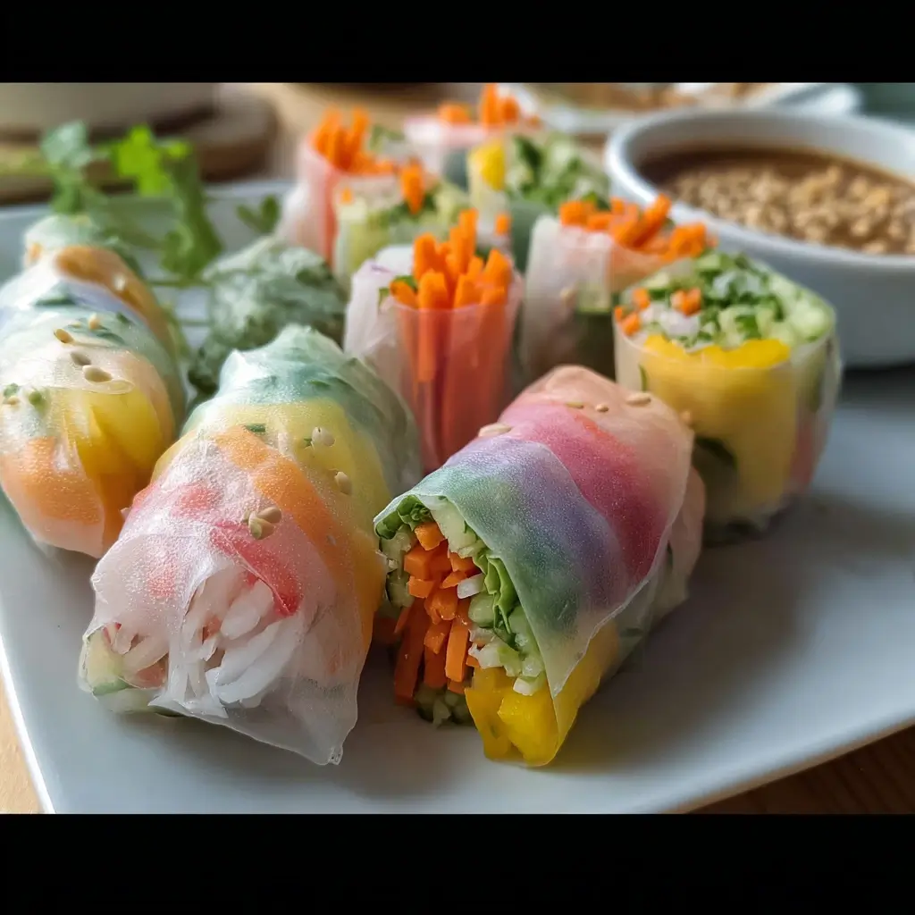 Rainbow Veggie Rice Paper Rolls Recipe - Love And Nibbles