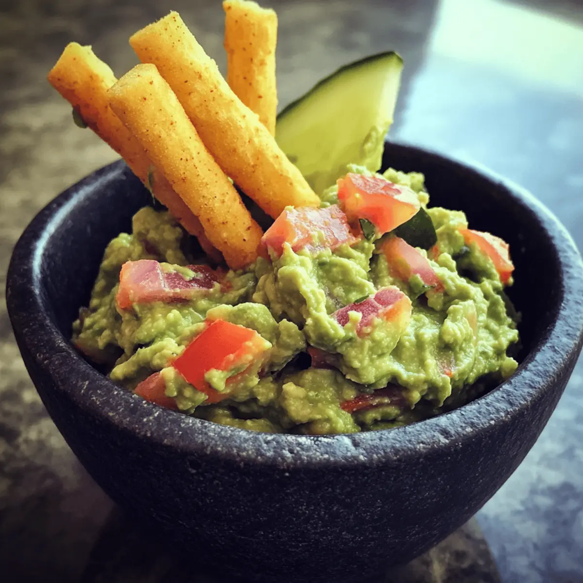 Ultimate Delicious Creamy Mexican Guacamole with Veggie Sticks