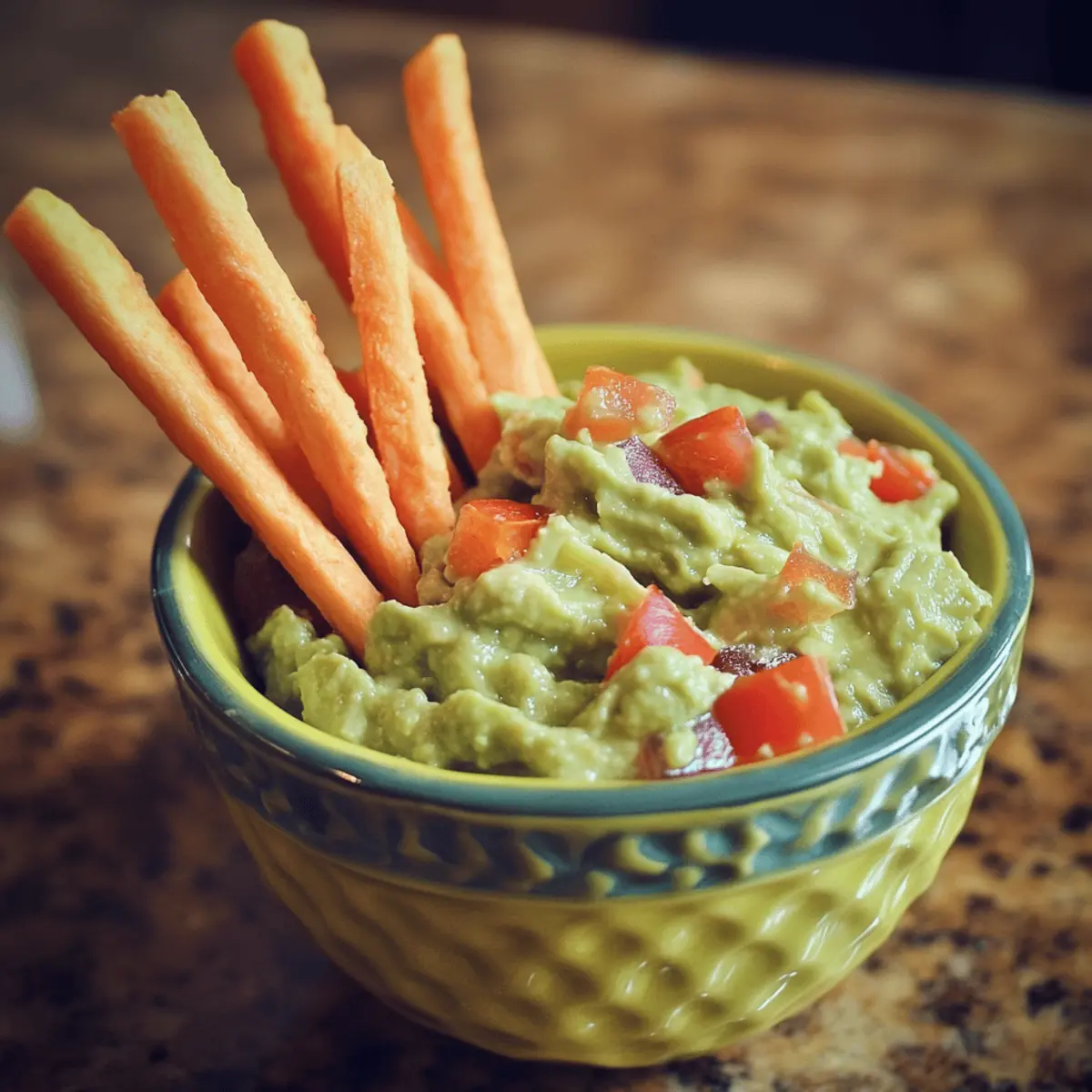 Ultimate Delicious Creamy Mexican Guacamole with Veggie Sticks