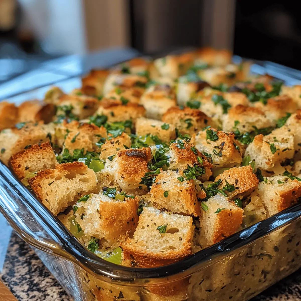 Irresistible Comforting Thanksgiving Herb Garlic Bread Stuffing