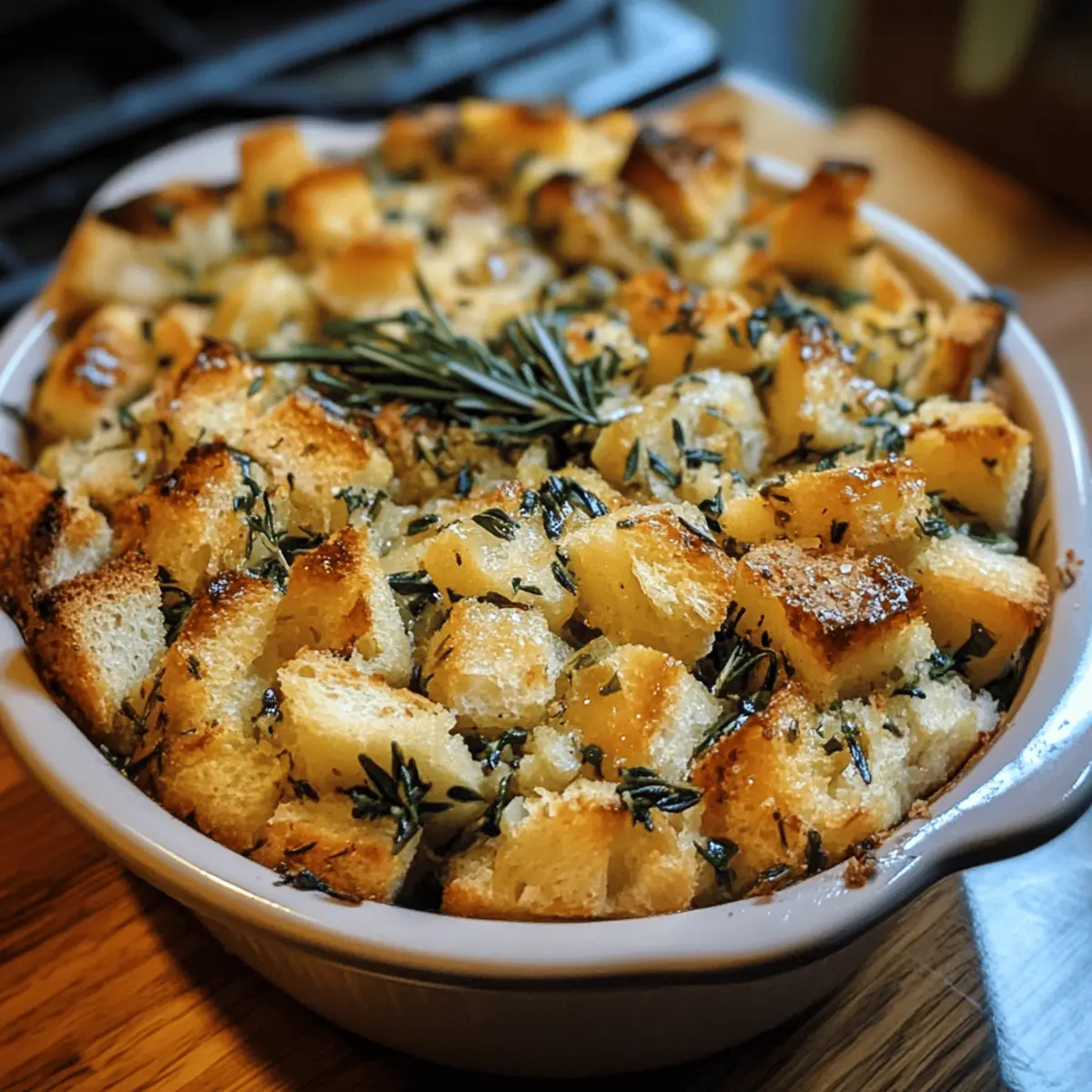Irresistible Comforting Thanksgiving Herb Garlic Bread Stuffing