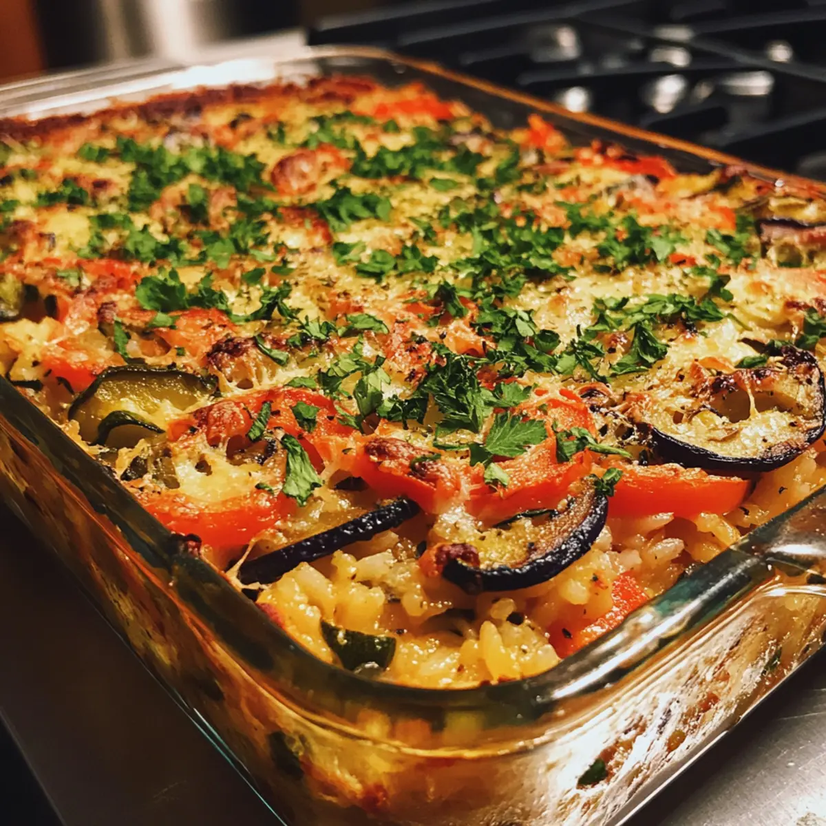 Easy Delicious Crispy Baked Veggie Rice Layer Bake Recipe