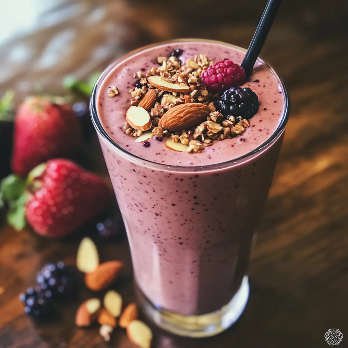 Easy Delicious Mixed Berry Almond Smoothie for Energy Boost