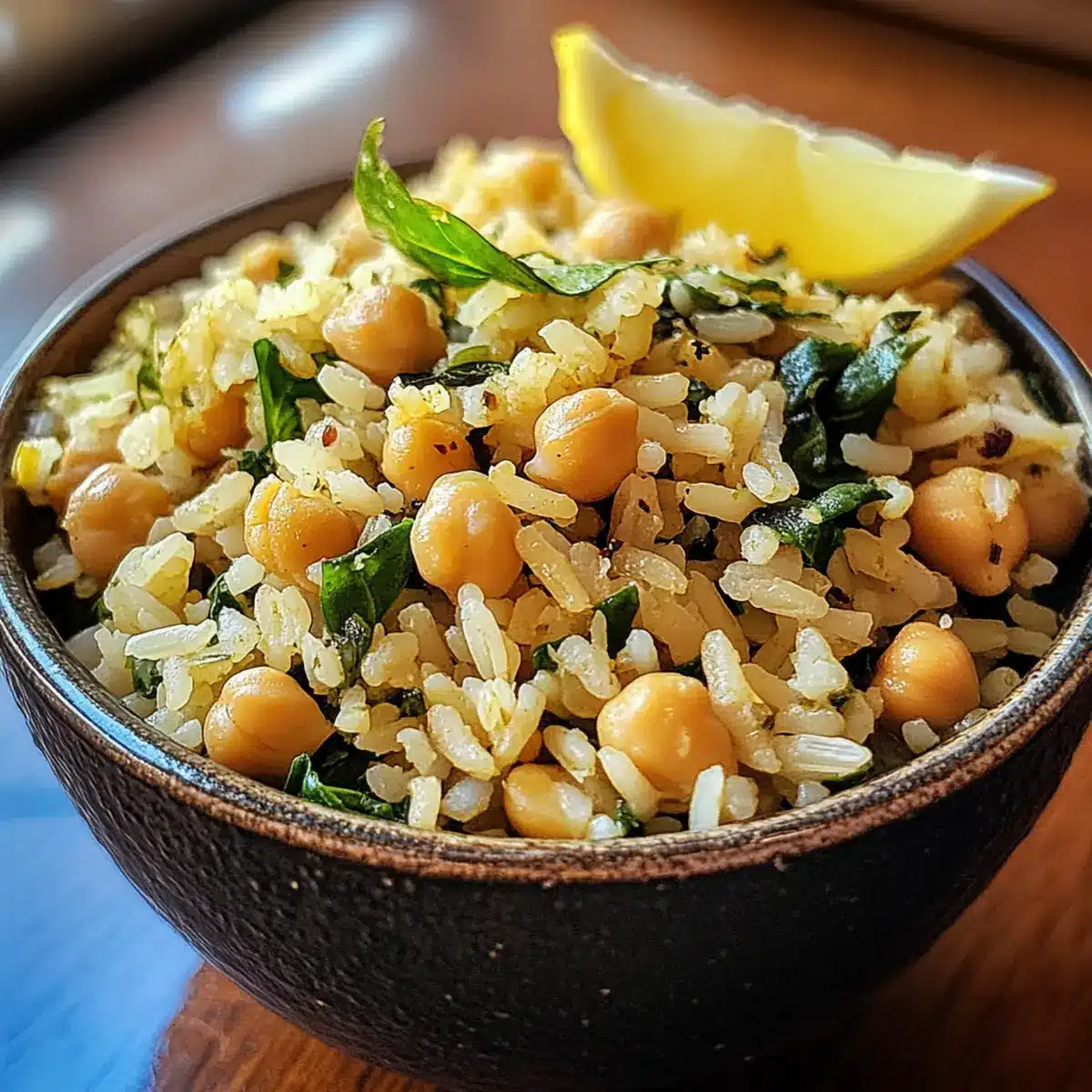 Easy Delicious Lemon Spinach Chickpea Rice Recipe