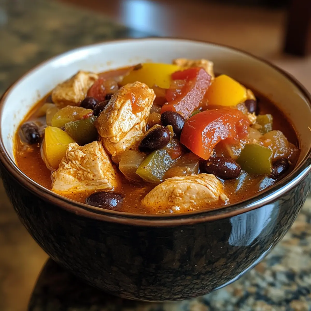 Easy Crockpot Chicken, Bell Pepper, and Black Bean Stew Recipe